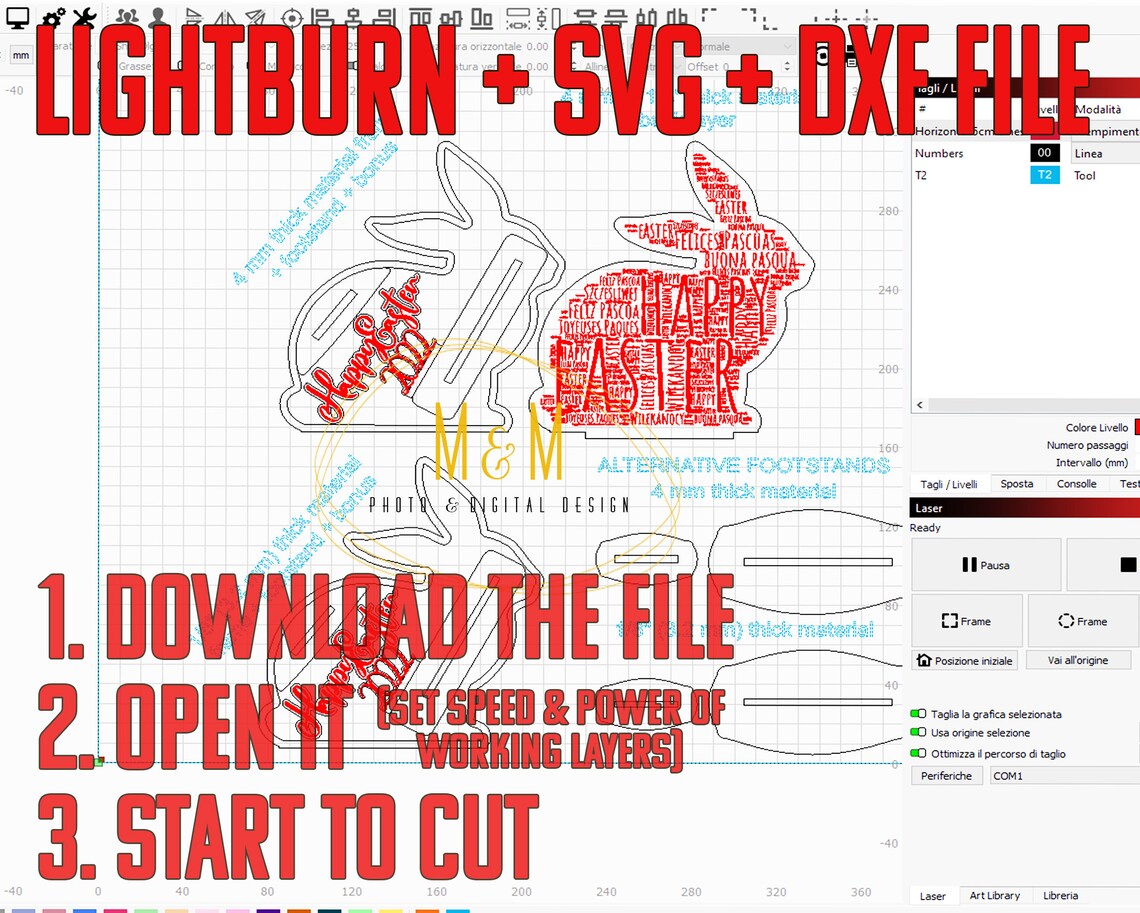 Lightburn EASTER Rabbit Laser Cut Files Lbrn Svg Dxf Dual | Etsy