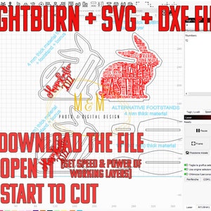 Lightburn EASTER Rabbit Laser Cut Files Lbrn Svg Dxf Dual Layers ...