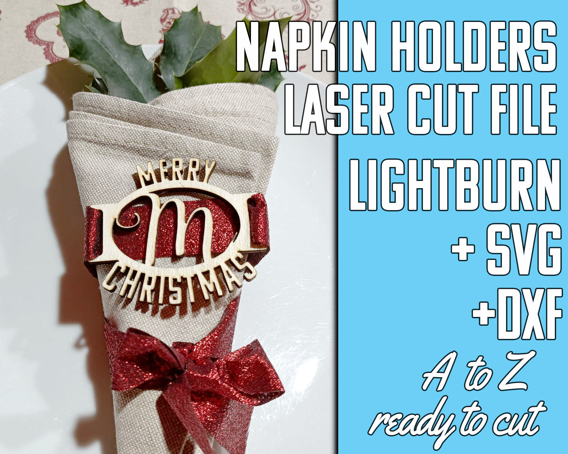Personalized Laser LIGHTBURN SVG Cut File Christmas Napkin - Etsy