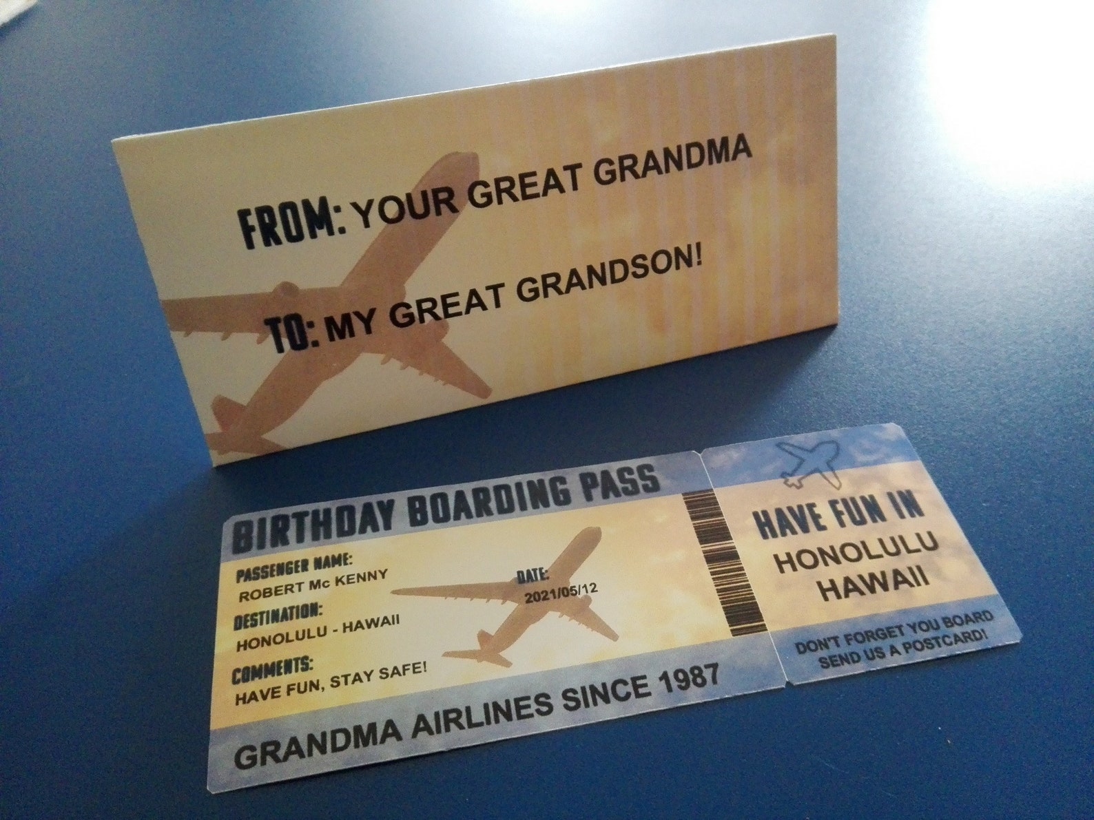 Editable Boarding Pass ENVELOPE Template Surprise Fake | Etsy