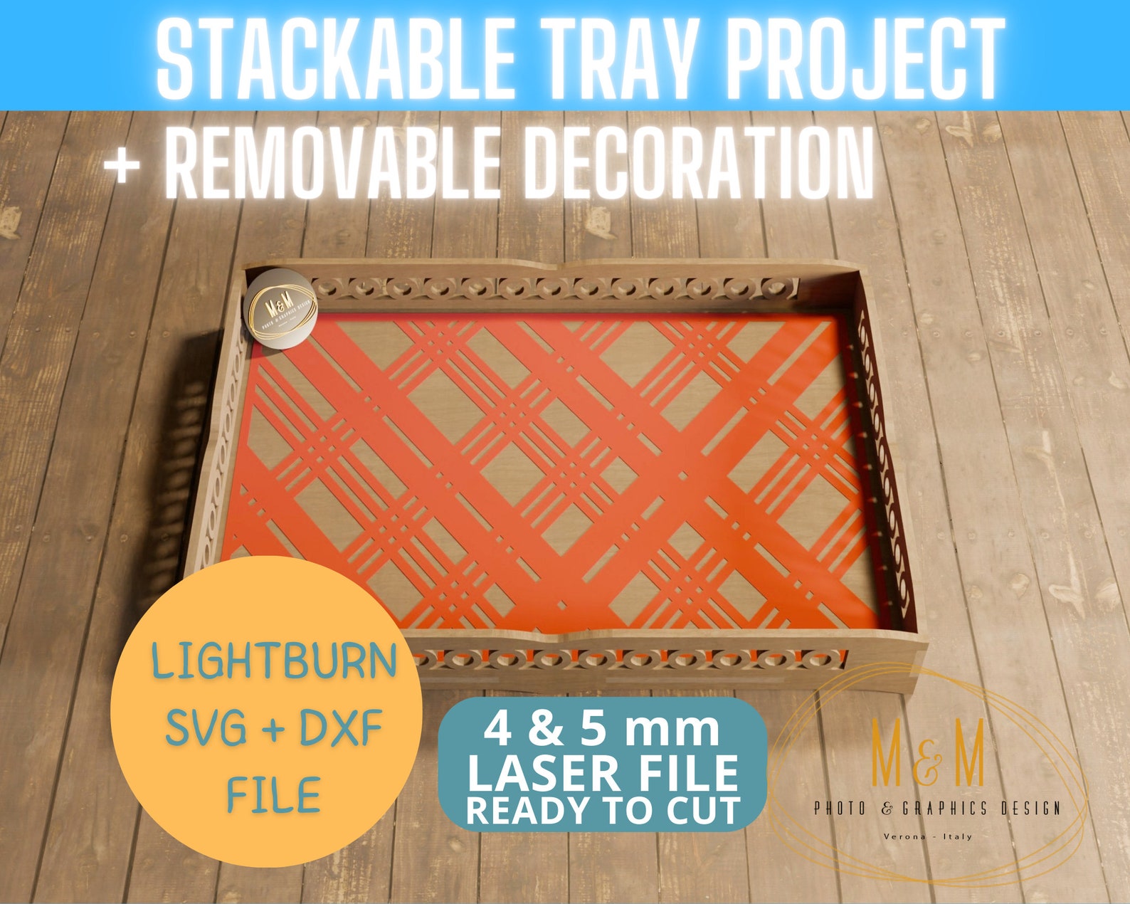 Laser Cut Files Stackable Tray for Party Table Ready to Cut With ...