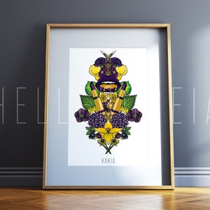 Kakia Greek Goddess of Vice Tattoo Style Language of Flowers Art Print ...