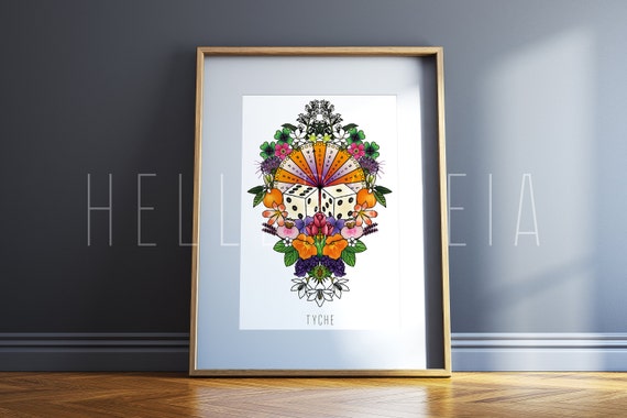 Tyche Greek Goddess of Luck Tattoo Style Language of Flowers | Etsy