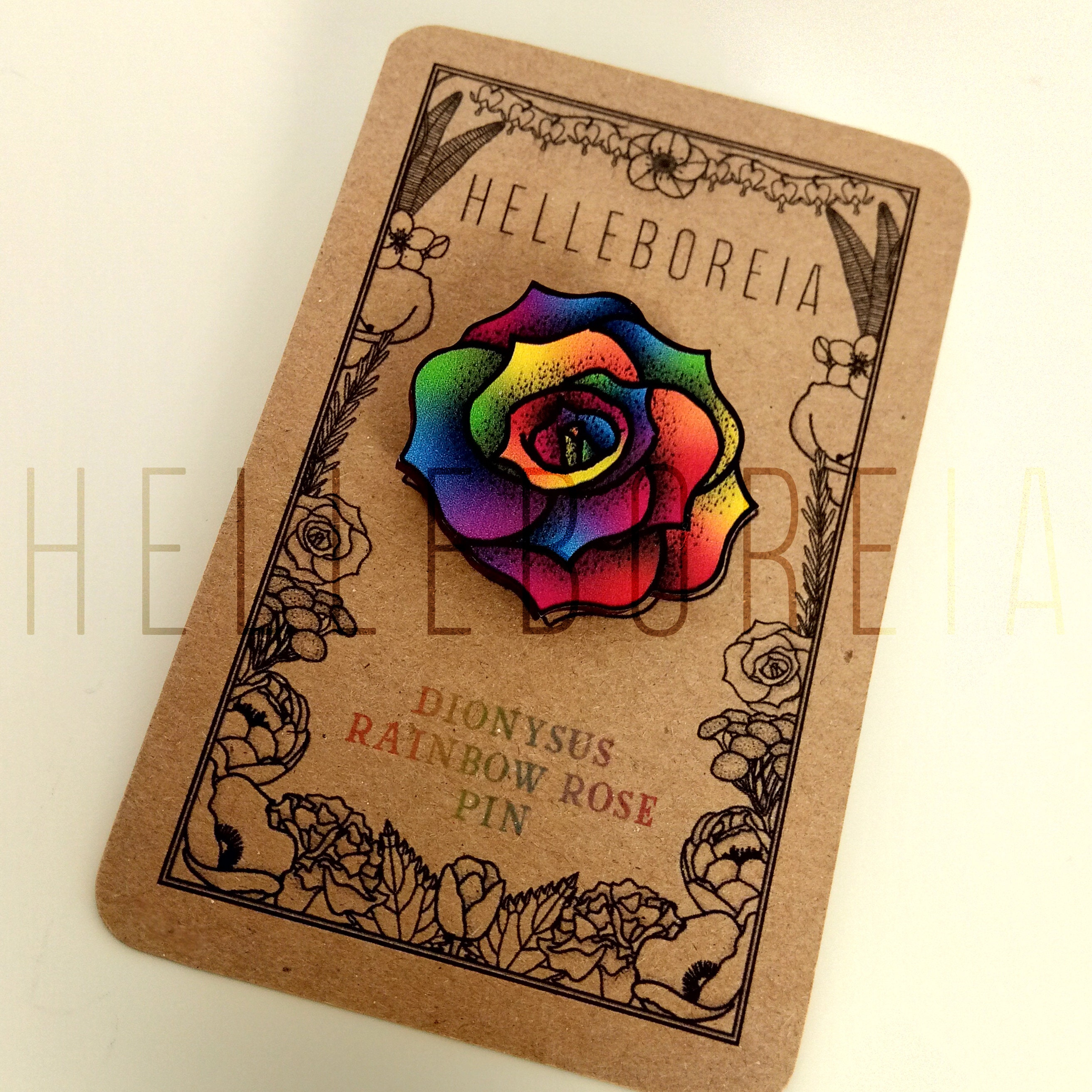 Dionysus Rainbow Rose Tattoo Style Pin - Etsy