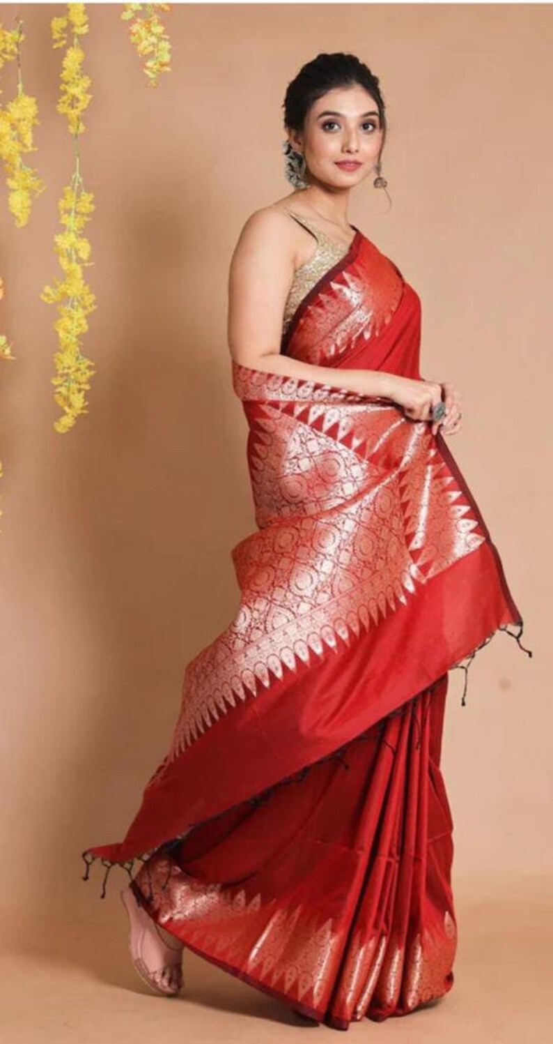 Mangalgiri Muga Katan Silk Saree With Blouse Piece, Primium Quality ...