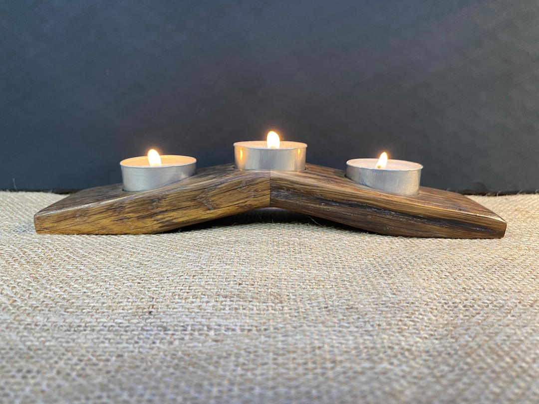 Tea Light Candle Bridge / Reclaimed Wine Barrel Stave / Oak / Rustic - Etsy
