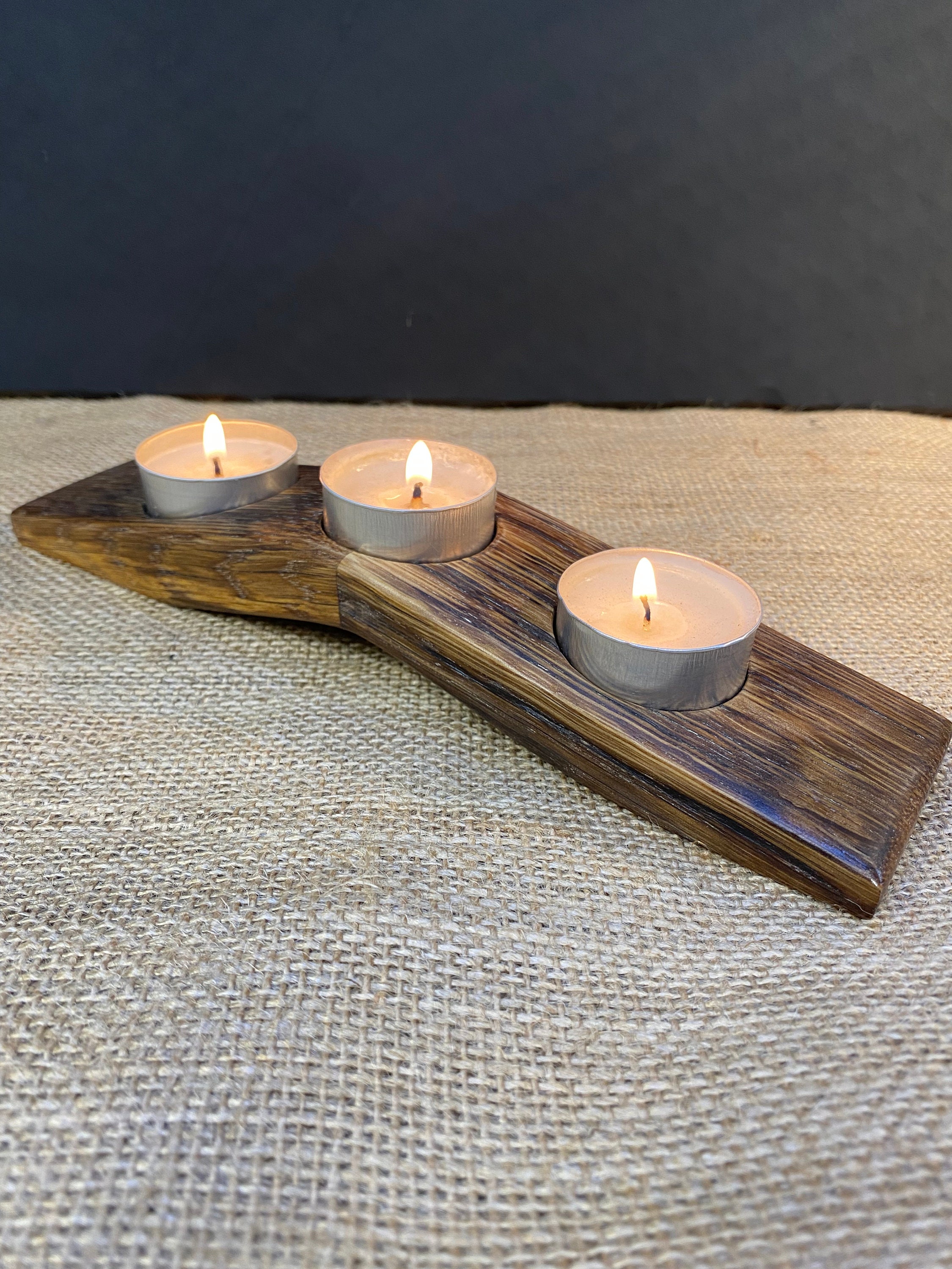 Tea Light Candle Bridge / Reclaimed Wine Barrel Stave / Oak / Rustic - Etsy