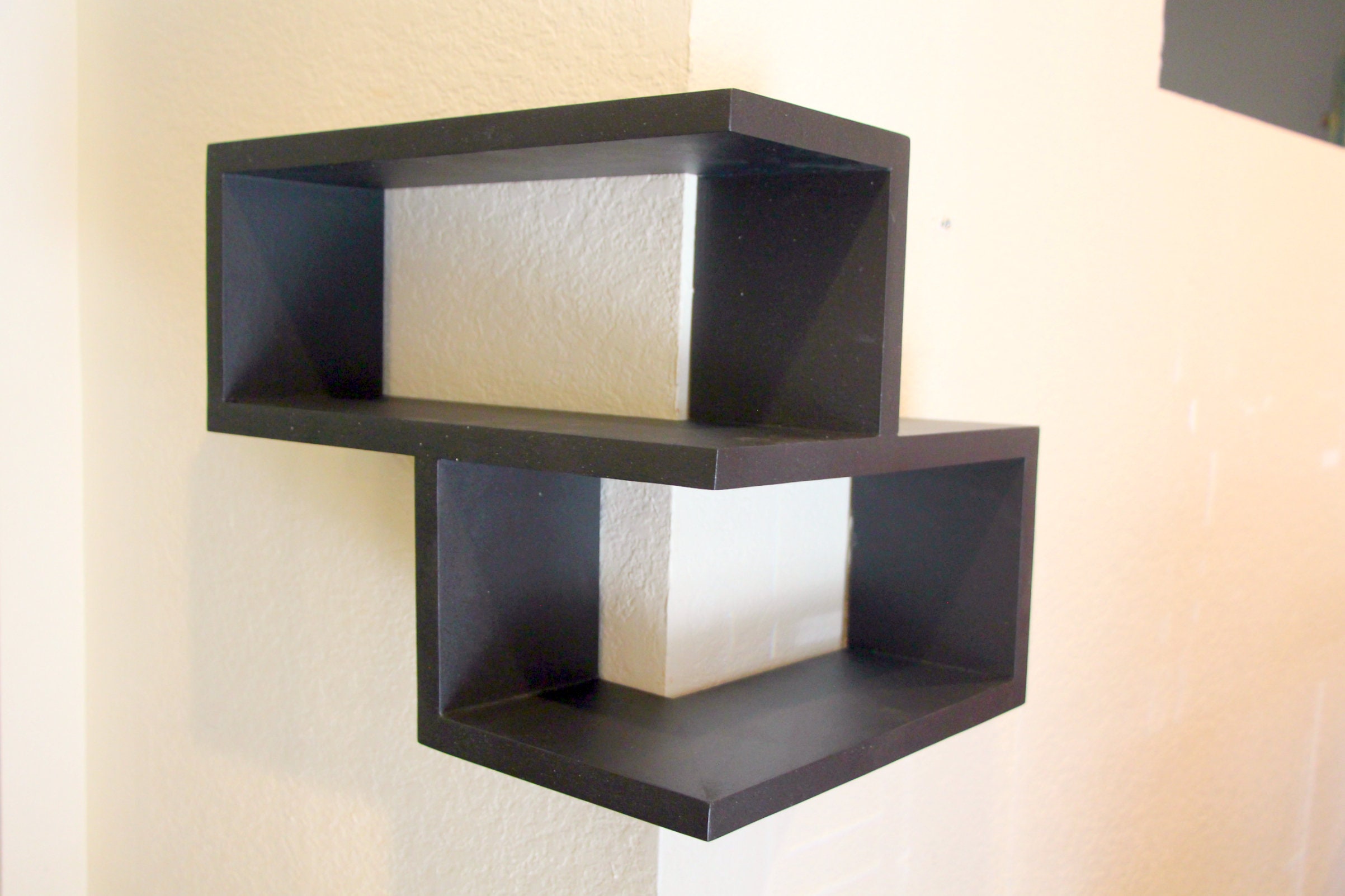Modern Corner Shelf. Floating Wrap Around Wall Shelves, Wall Mounted ...