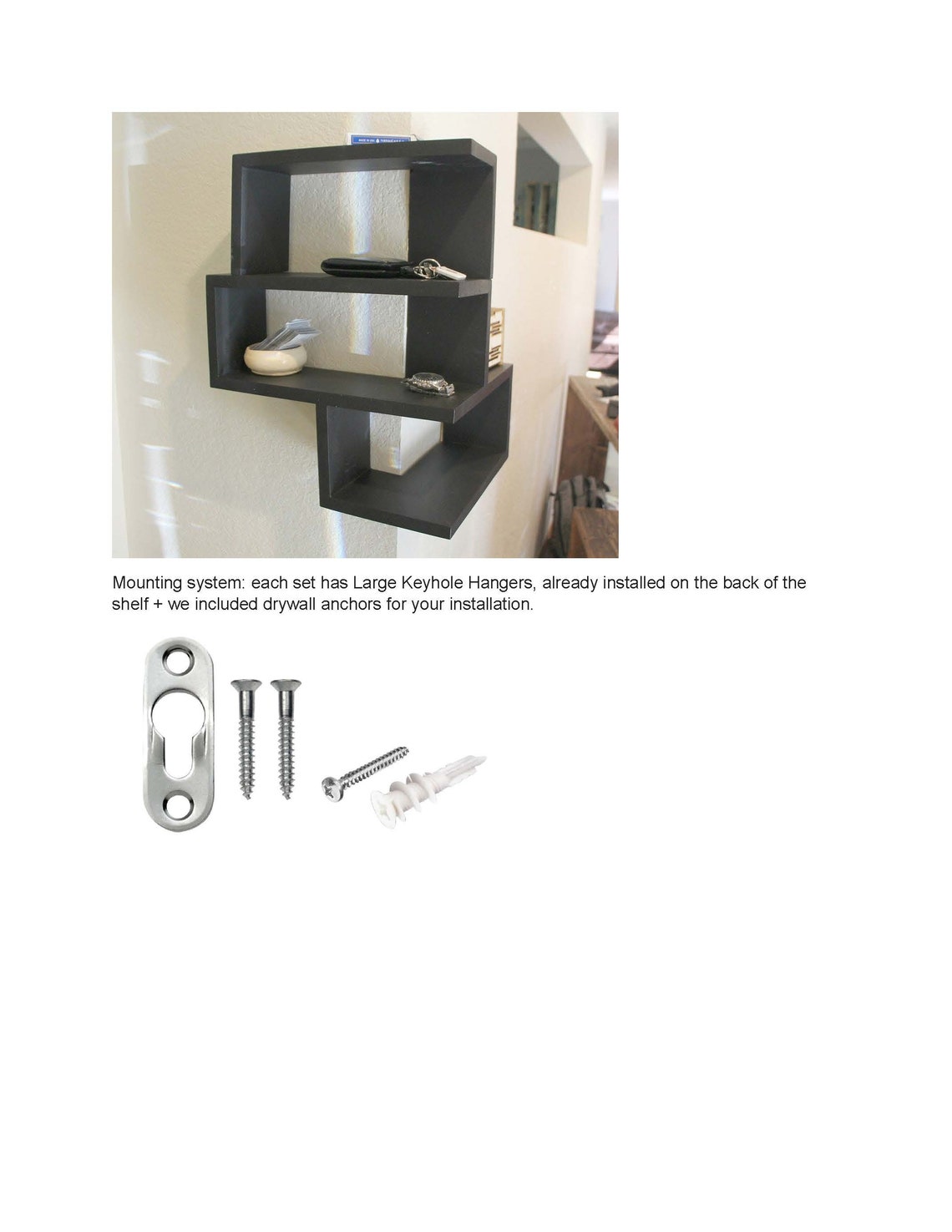 Black Modern Corner Shelf. Floating Wrap Around Wall Shelves, Wall ...