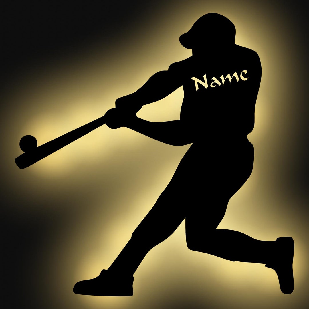 Personalized Wooden Baseball & Softball Batter Night Light With Name or ...
