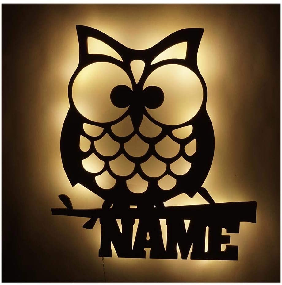 Owl Personalized Night Light With Name Owl Decorations - Etsy