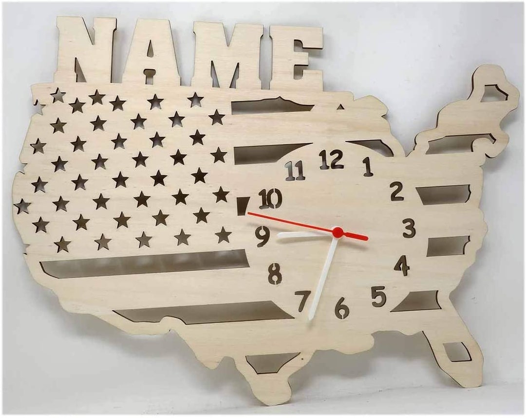 USA Map, America Map With Clock, Patriotic Gifts, Unique Decor Wall ...