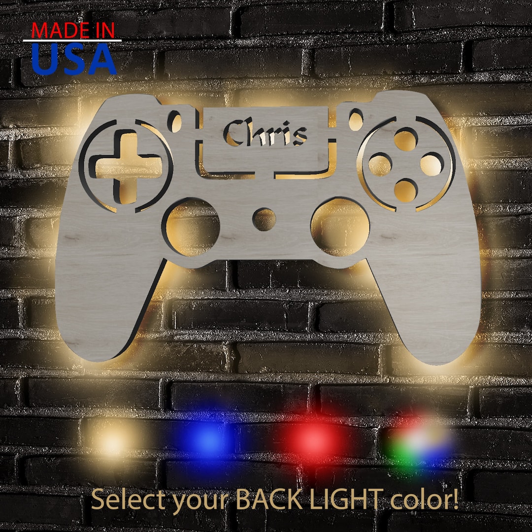 Custom Game Controller, Personalized Wall Decor With Optional LED Night ...