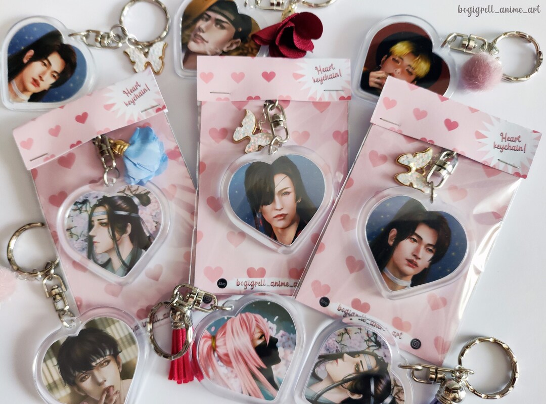 BL Heart Keychains With Accessories Yaoi Anime Boys Love - Etsy