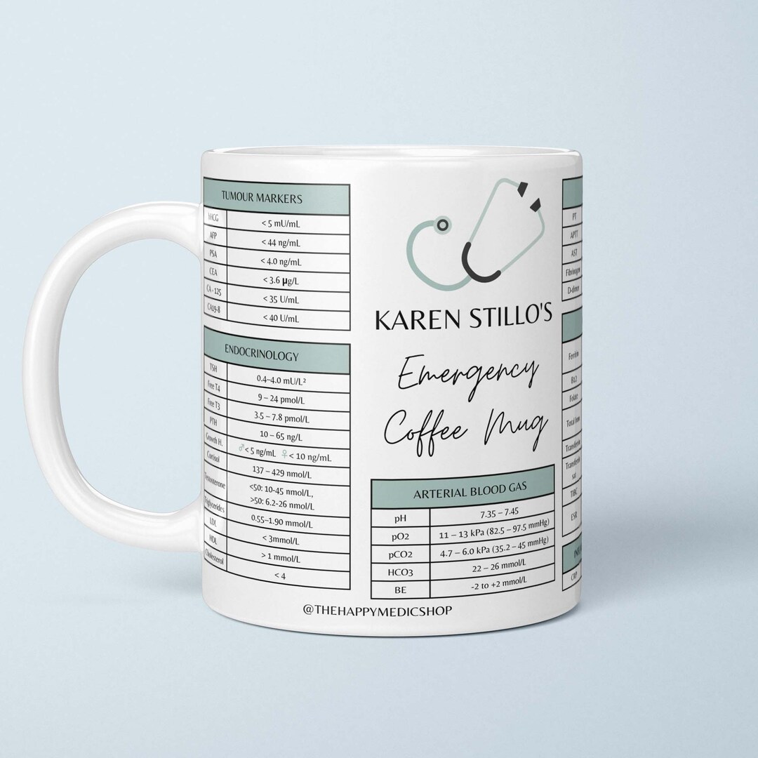 Nurse Mug, Doctor Mug, Lab Values, Personalisable Mug, Gift for Mothers ...