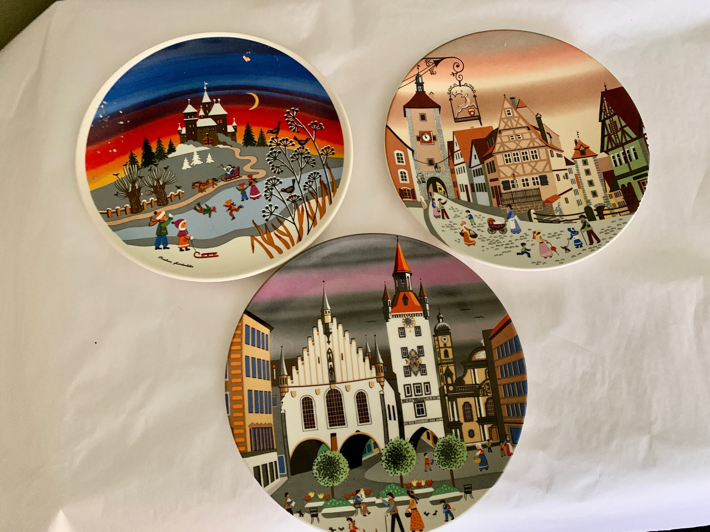 3 Vintage Poole of England Scenic Plates, Each is Different. - Etsy