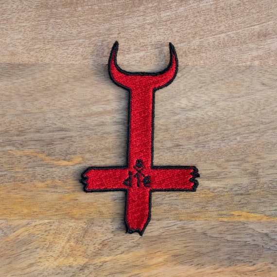 Inverted Cross Adorable Inverted Cross 4" Inch Iron On/Sew On Patch