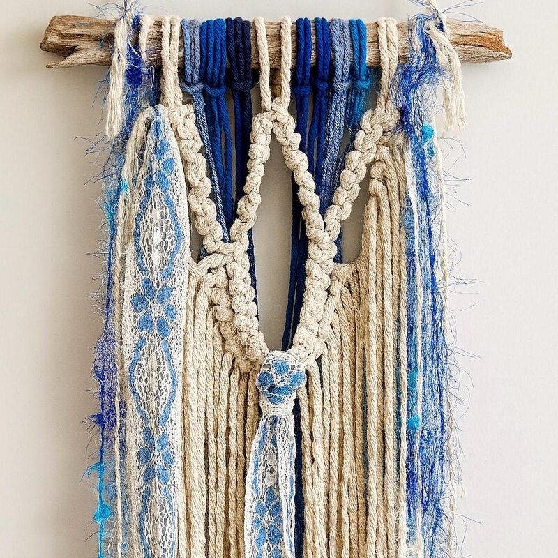 Blue Macrame Wall Hanging - Etsy