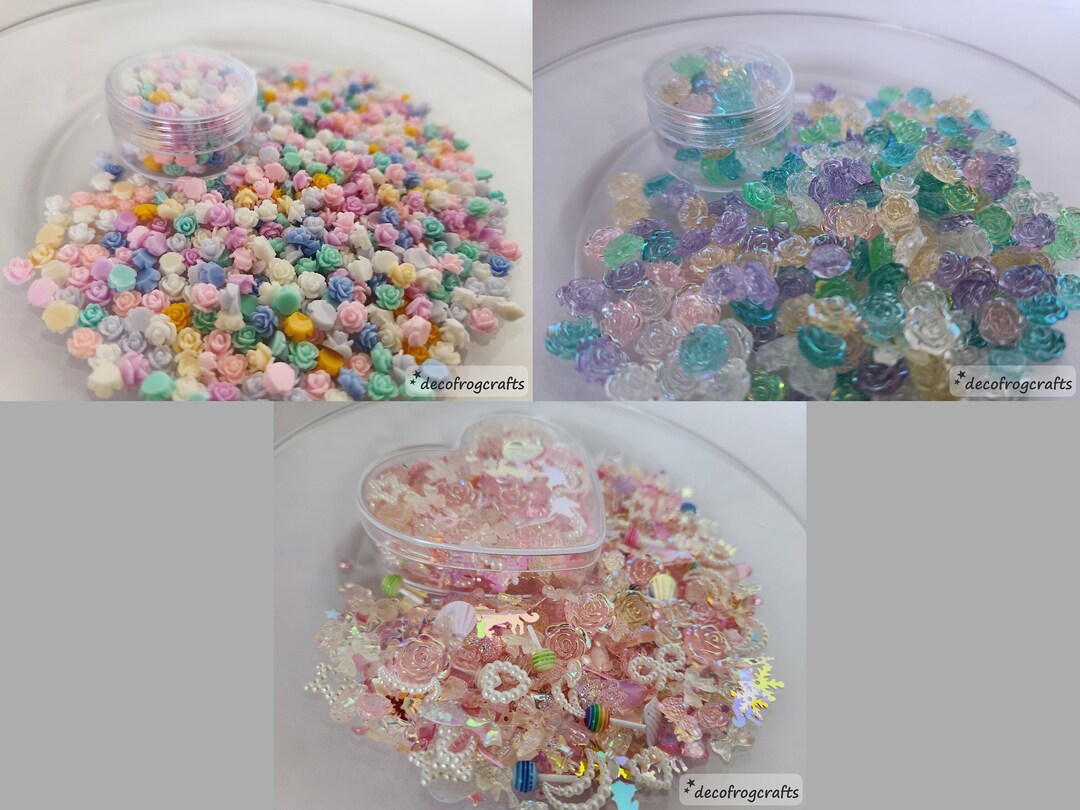 Mini Micro Resin Charms for Decoden and Nail Art, Flower Styles, Pastel ...