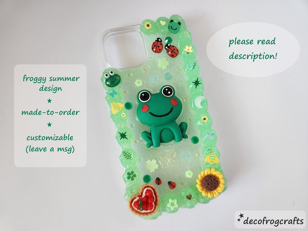 Froggy Garden Decoden Phone Case - Kawaii Decorated / Deco Cream Phone ...