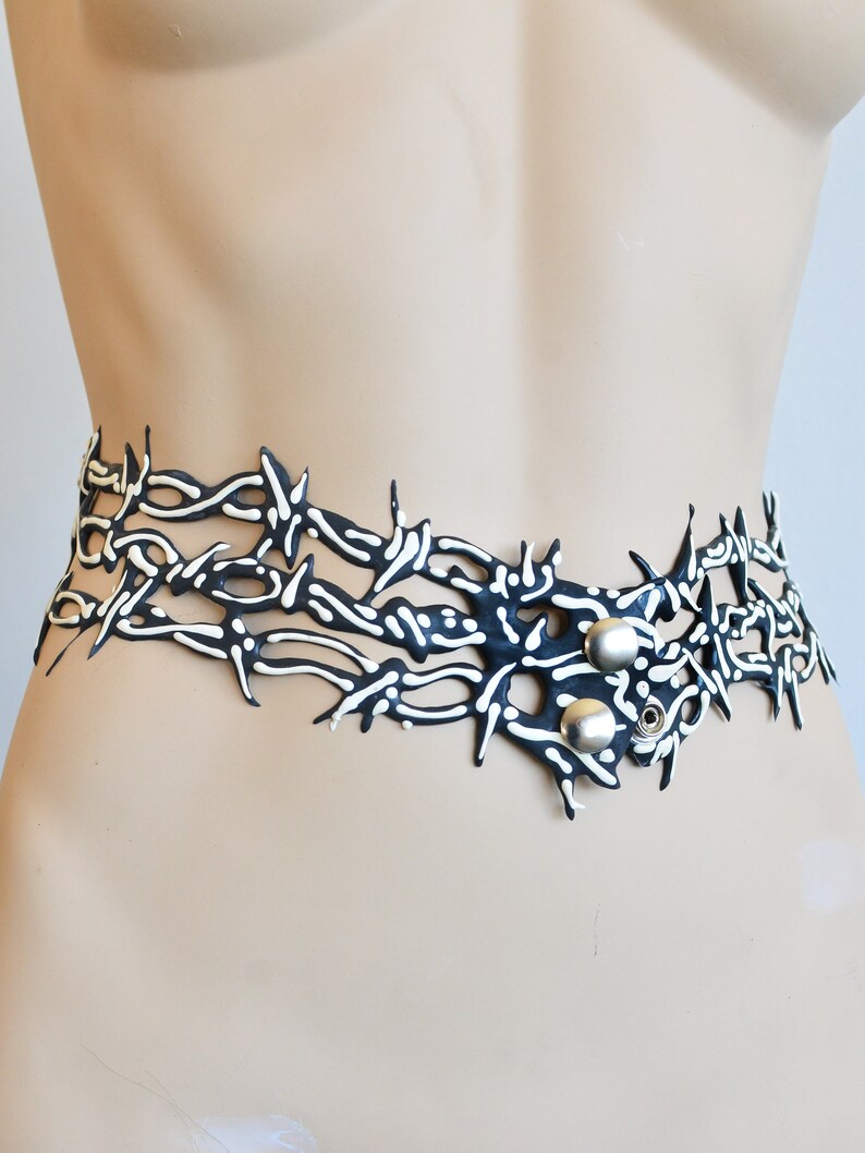 Webwear Barbed Wire Belt Black and White Latex Rubber - Etsy