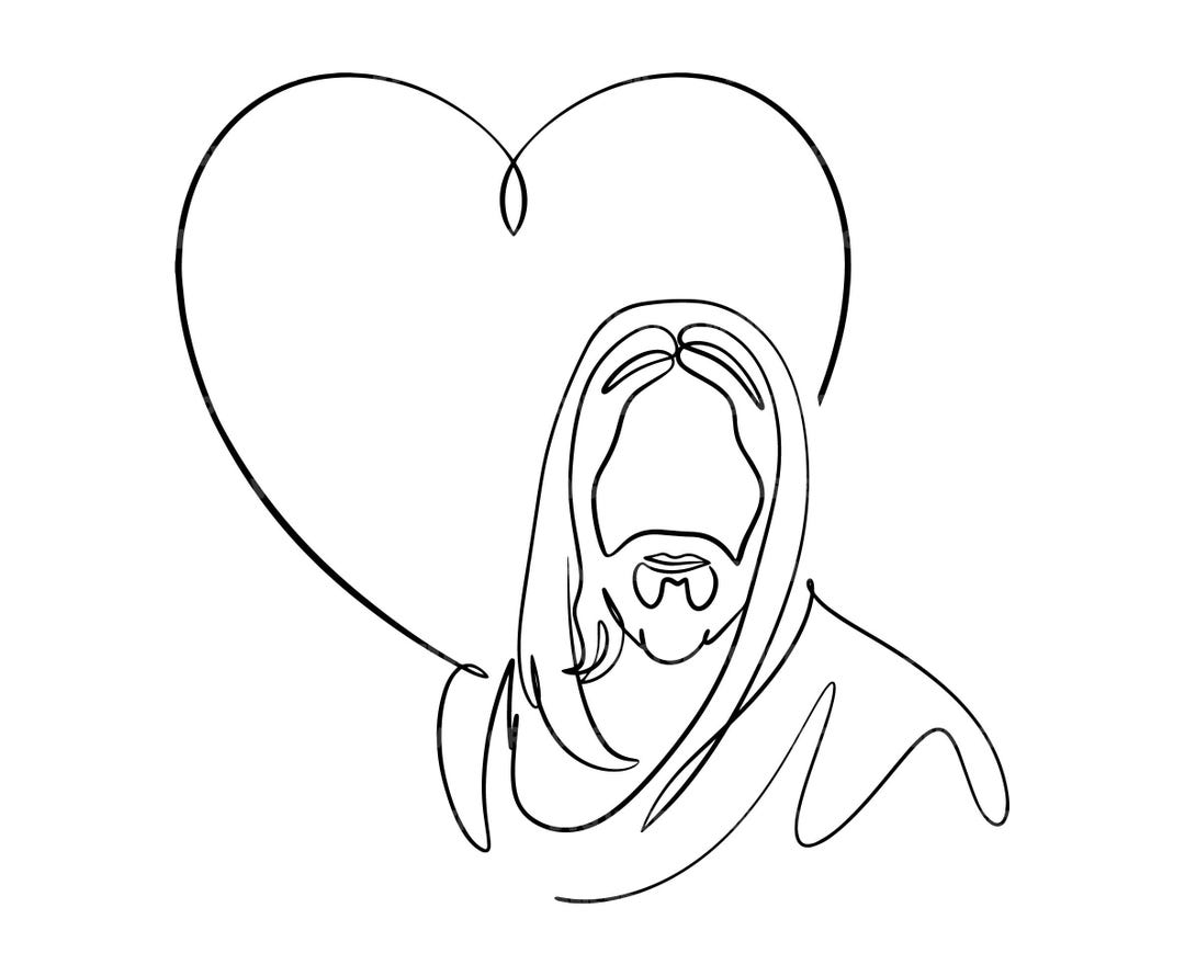 Jesus Christ One Line Drawing Svg, Jesus Minimalist Line Art, Jesus ...