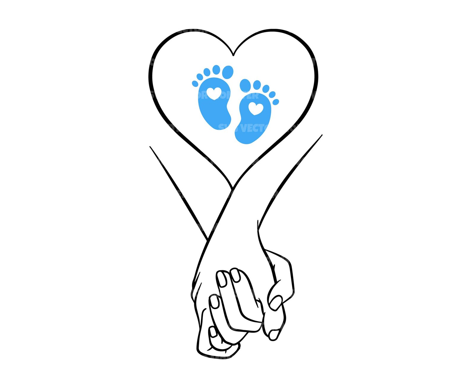 Holding Hands Svg, Boy Baby Feet Svg, Heart Svg, Gender Reveal Party ...