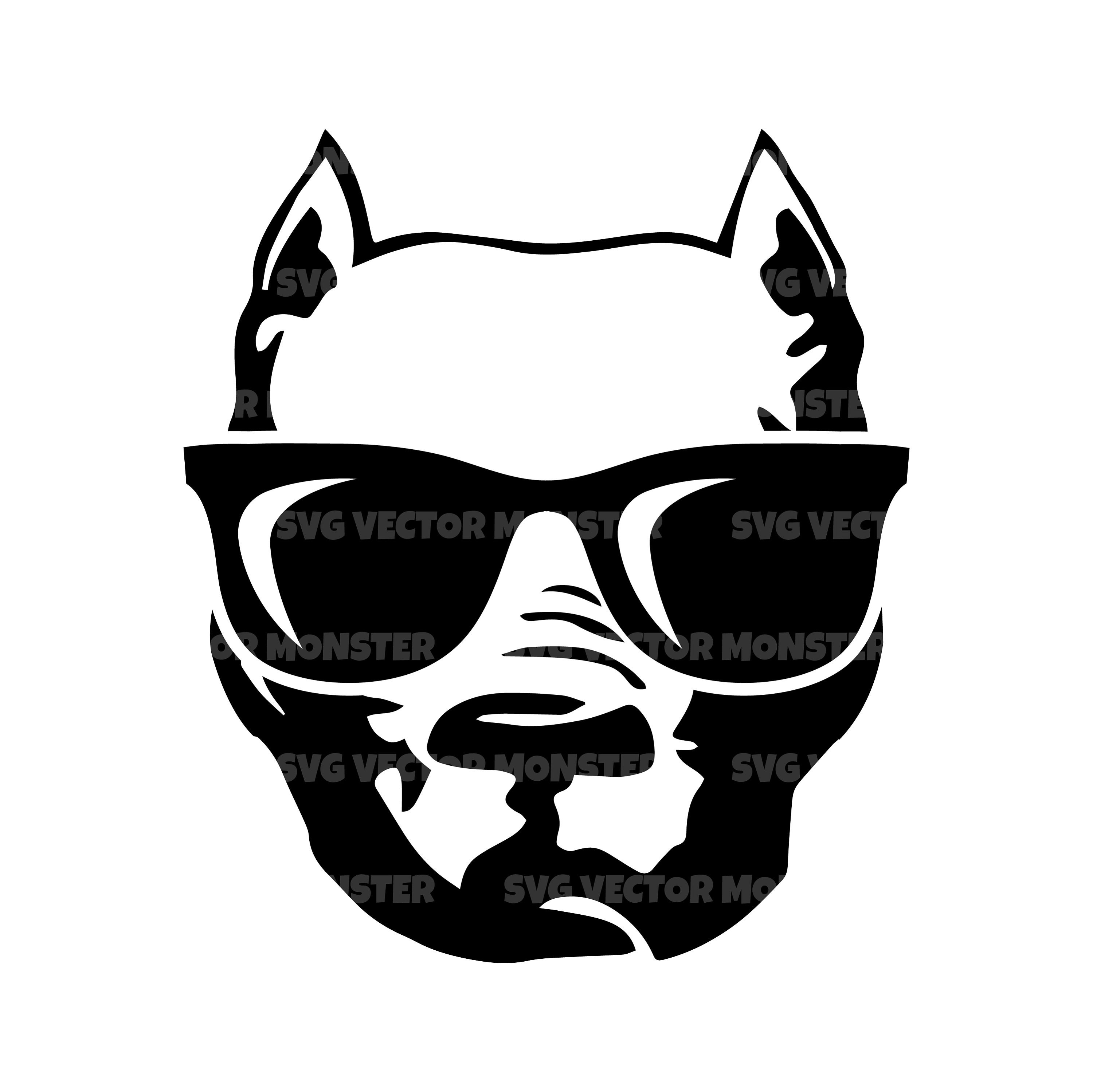 Pitbull With Sunglasses Svg American Pit Bull Terrier With Heart And