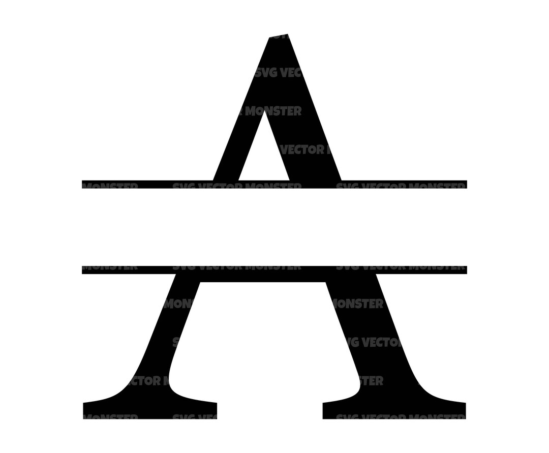 Uppercase A Letter Split Monogram Svg, Alphabet Split Name Frame, Split ...