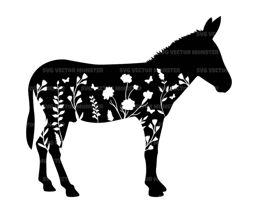 Floral Mule Svg, Flower Mule Svg, Donkey Svg. Vector Cut File for ...