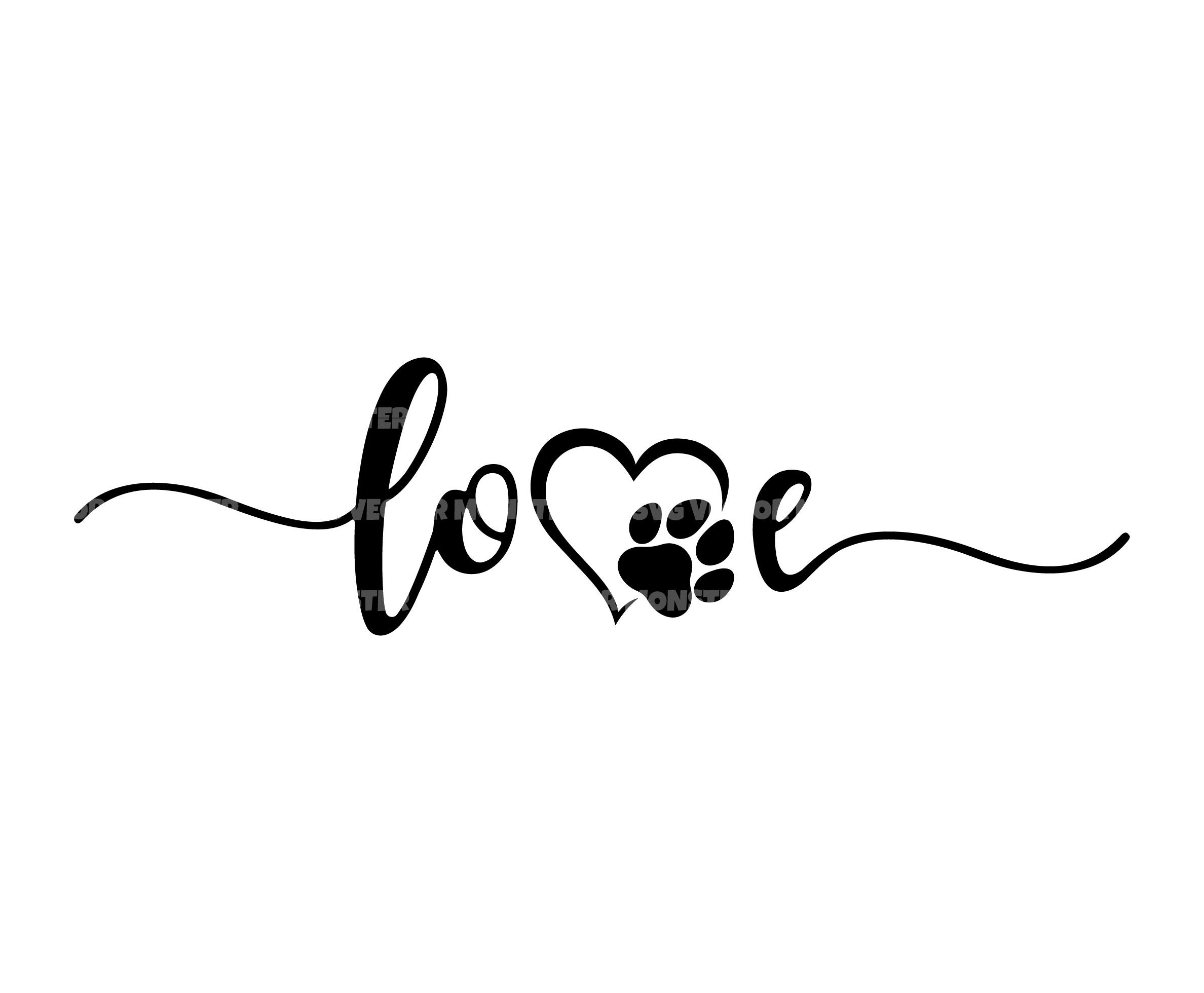 Handschrift Liebe Herz Pfote Druck Svg. Vektor geschnitten - Etsy.de