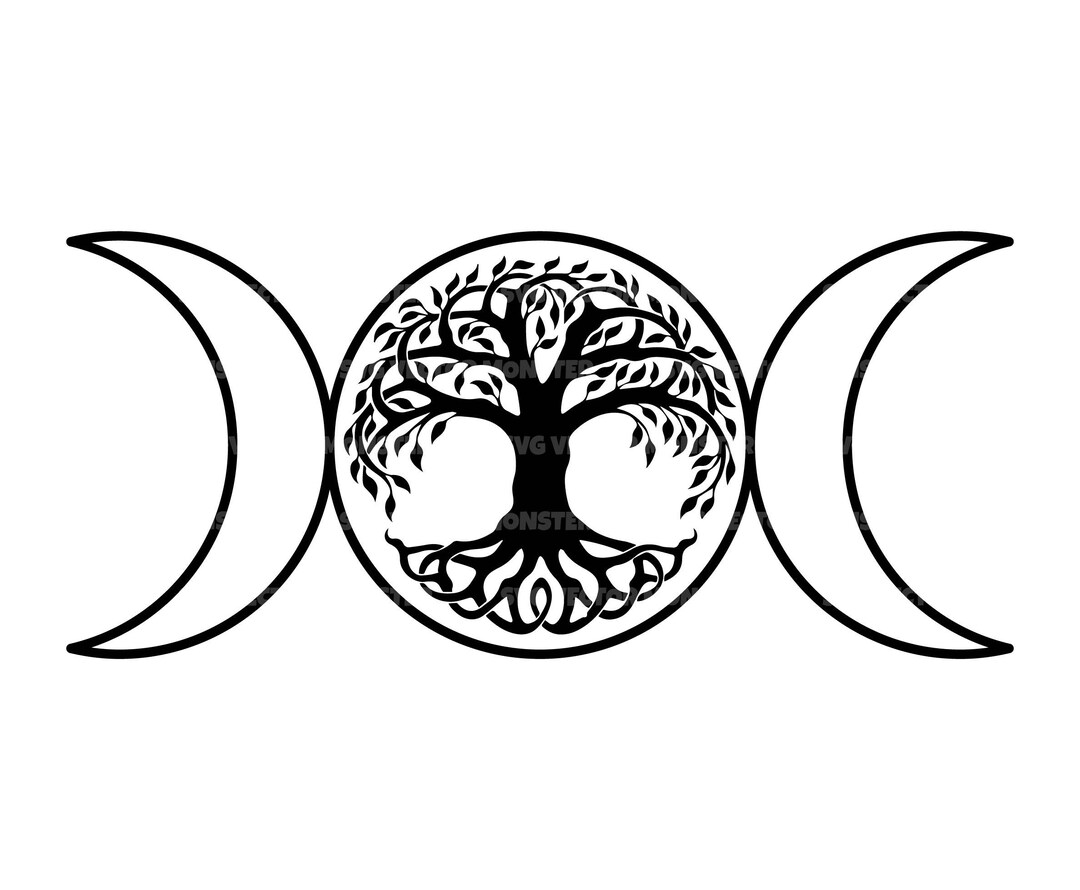 Triple Moon Svg, Tree of Life Png, Pagan Clip Art, Goddess Svg, Vector ...