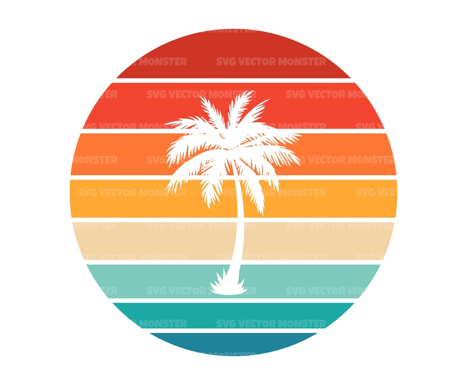 Palm Tree Svg Retro Sunset Svg Beach Vibes Svg Summer - Etsy