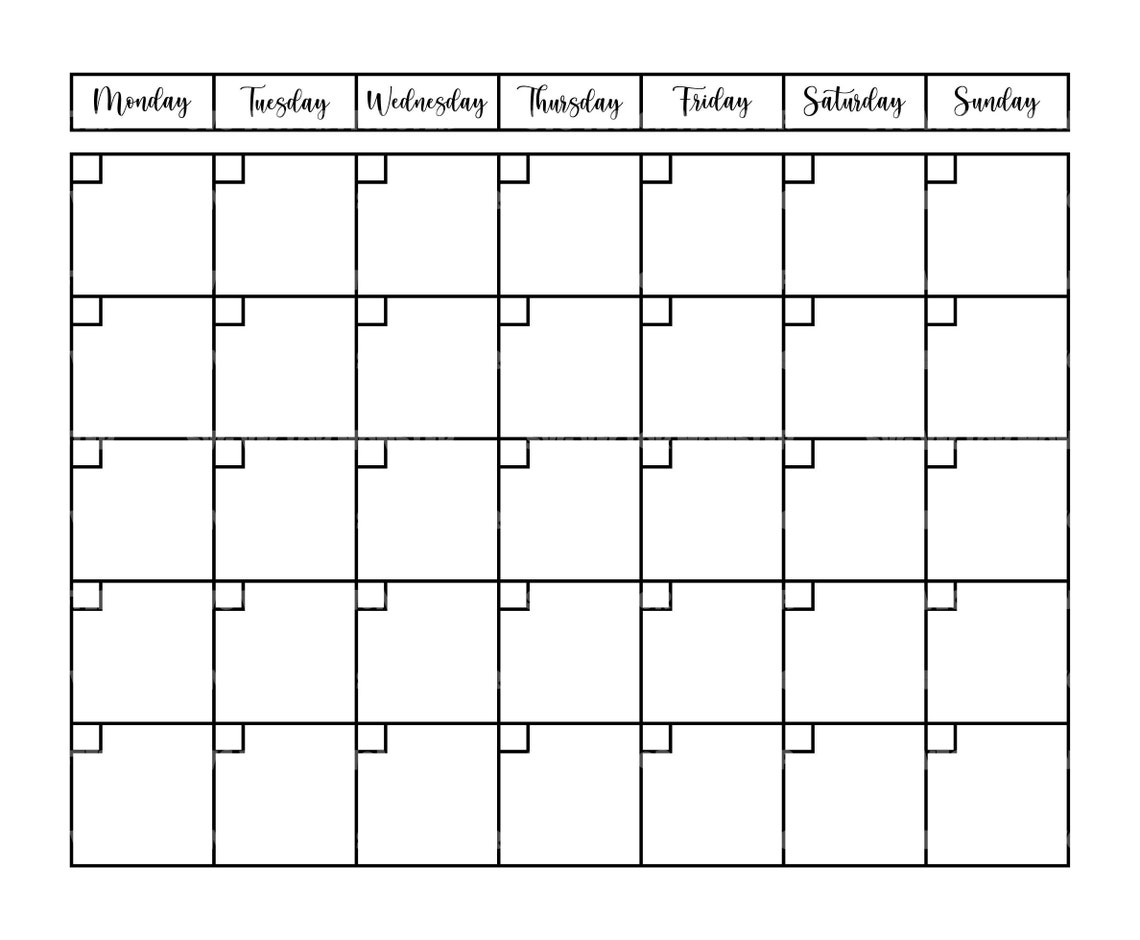 Weekly Planner Template Svg, Blank Weekly Calendar Svg. Vector Cut File ...