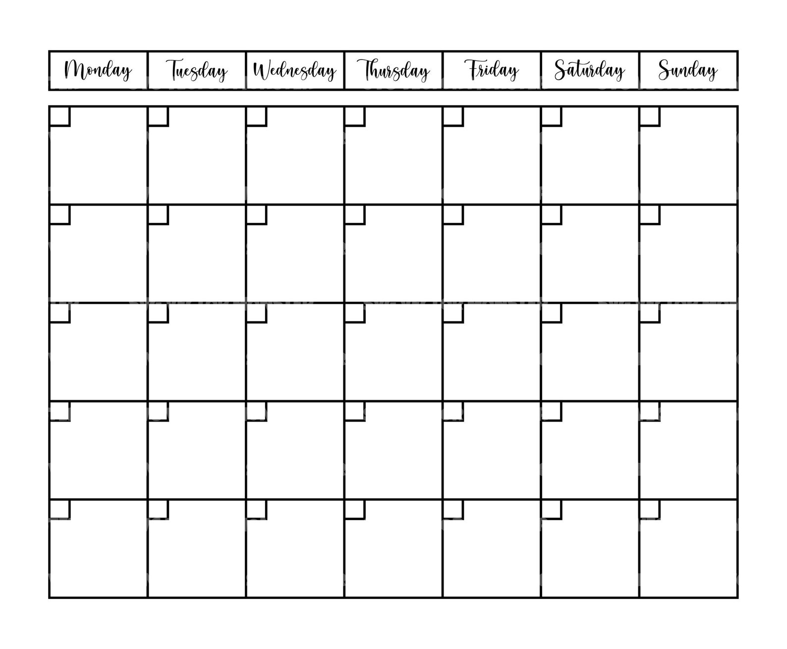 Weekly Planner Template Svg, Blank Weekly Calendar Svg. Vector Cut File ...