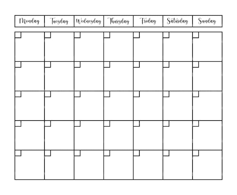 Weekly Planner Template Svg, Blank Weekly Calendar Svg. Vector Cut File ...