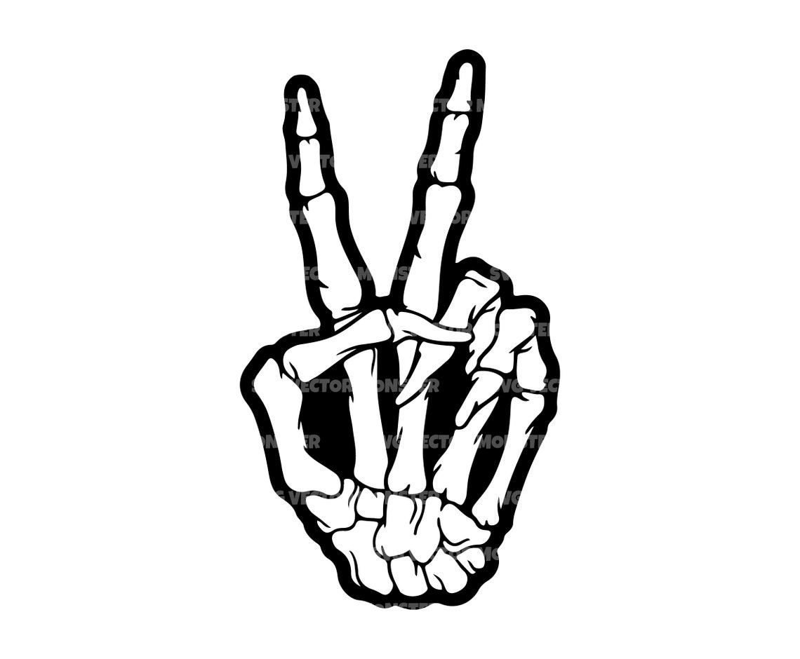 Skeleton Peace Sign Svg, Skeleton Peace Hand, Peace Finger. Vector Cut ...