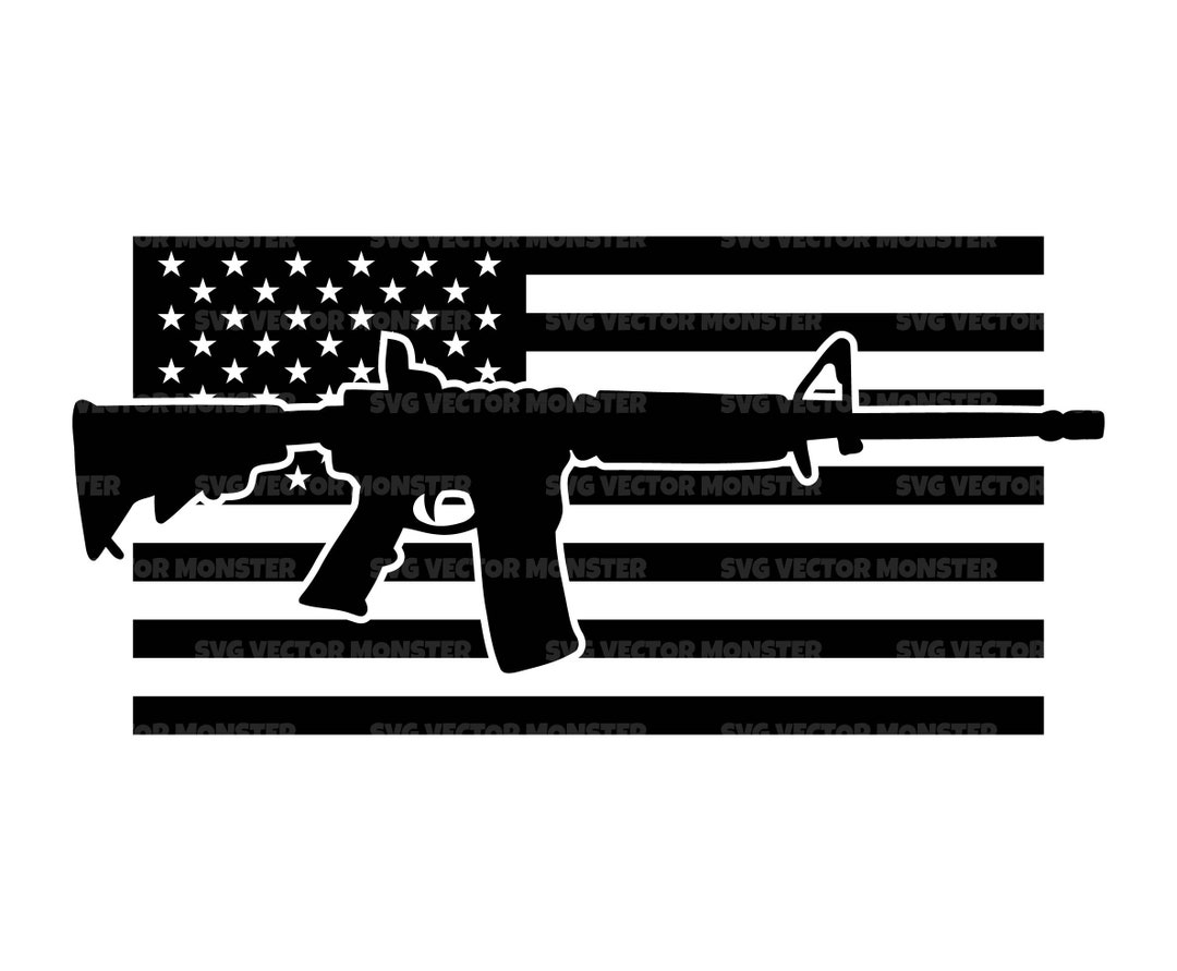 American Flag Svg, AR15 Rifle Svg, USA Flag, Weapon, Gun, Military ...