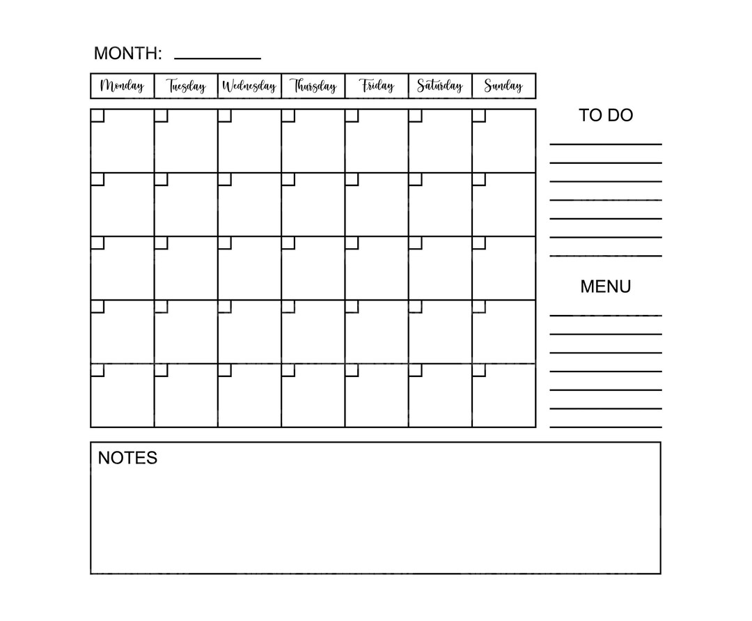 Weekly Planner Template Svg Calendar Svg Monthly Printable - Etsy UK