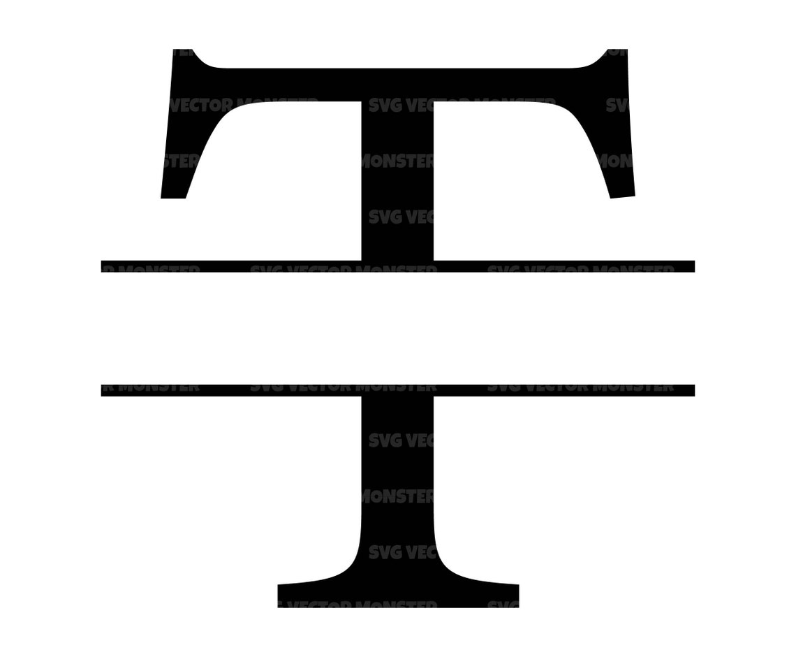 Uppercase T Letter Split Monogram Svg, Alphabet Split Name Frame, Split ...