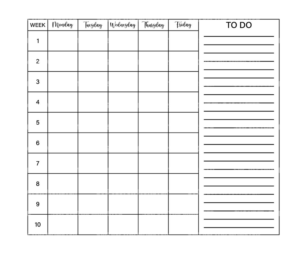 Teacher Planner Svg, Weekly Term Planner Svg, 10 Weeks Planner Template ...