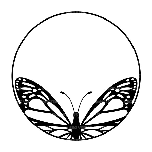 Butterfly Circle Frame Svg - Etsy