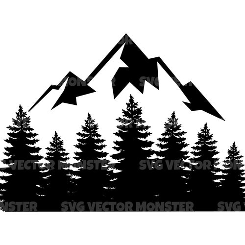 Mountain and Forest Svg Trees Svg. Vector Cut File for - Etsy