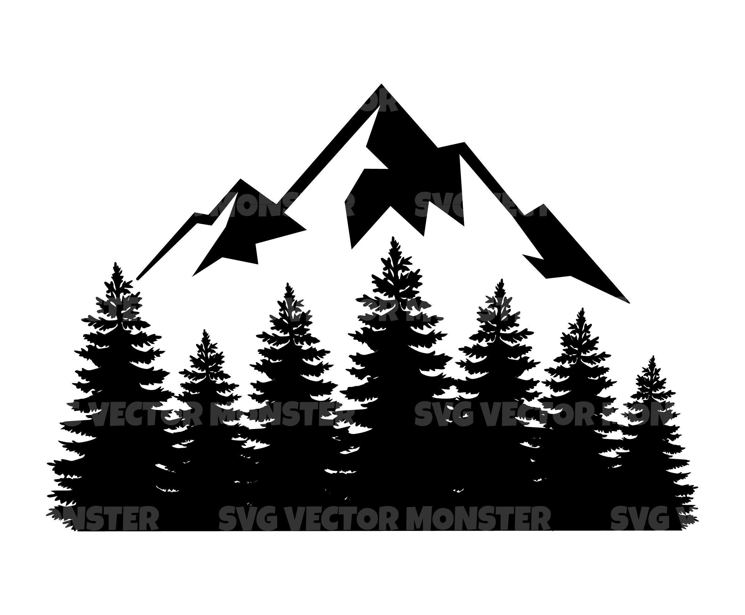Mountain and Forest Svg, Trees Svg. Vector Cut File for Cricut ...