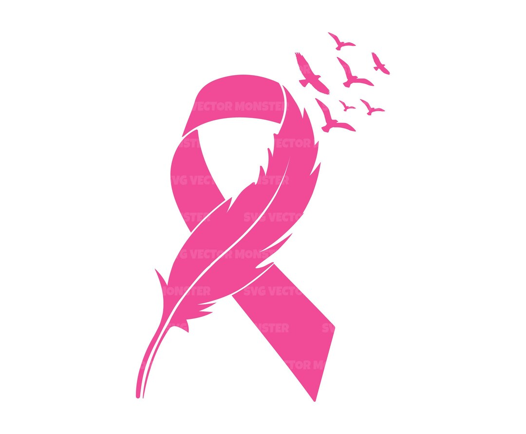 Pink Ribbon Feather Svg. Breast Cancer Awareness, Strong Women, Fight ...