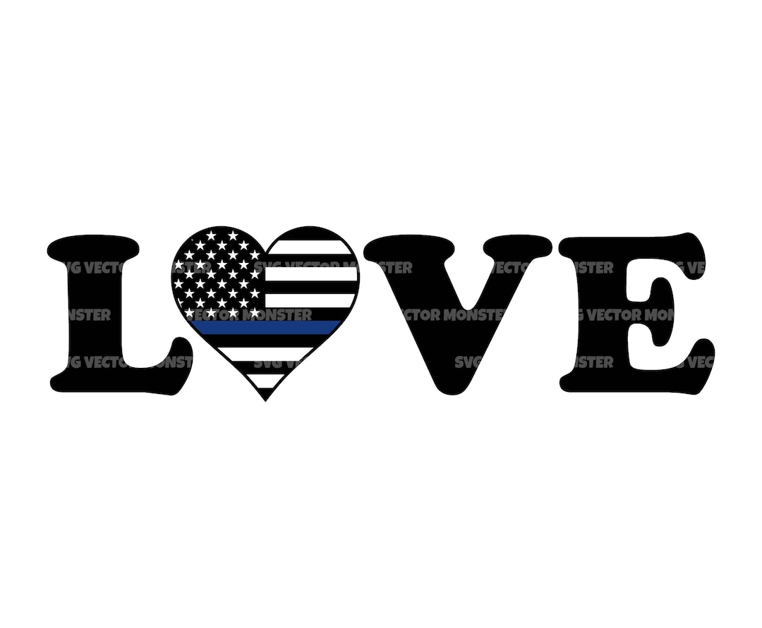 Love Thin Blue Line Flag Heart Svg, Police Support, Cops. Cut File ...