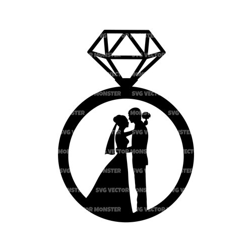 Bride and Groom SVG Black Couple SVG Files for Silhouette - Etsy Canada