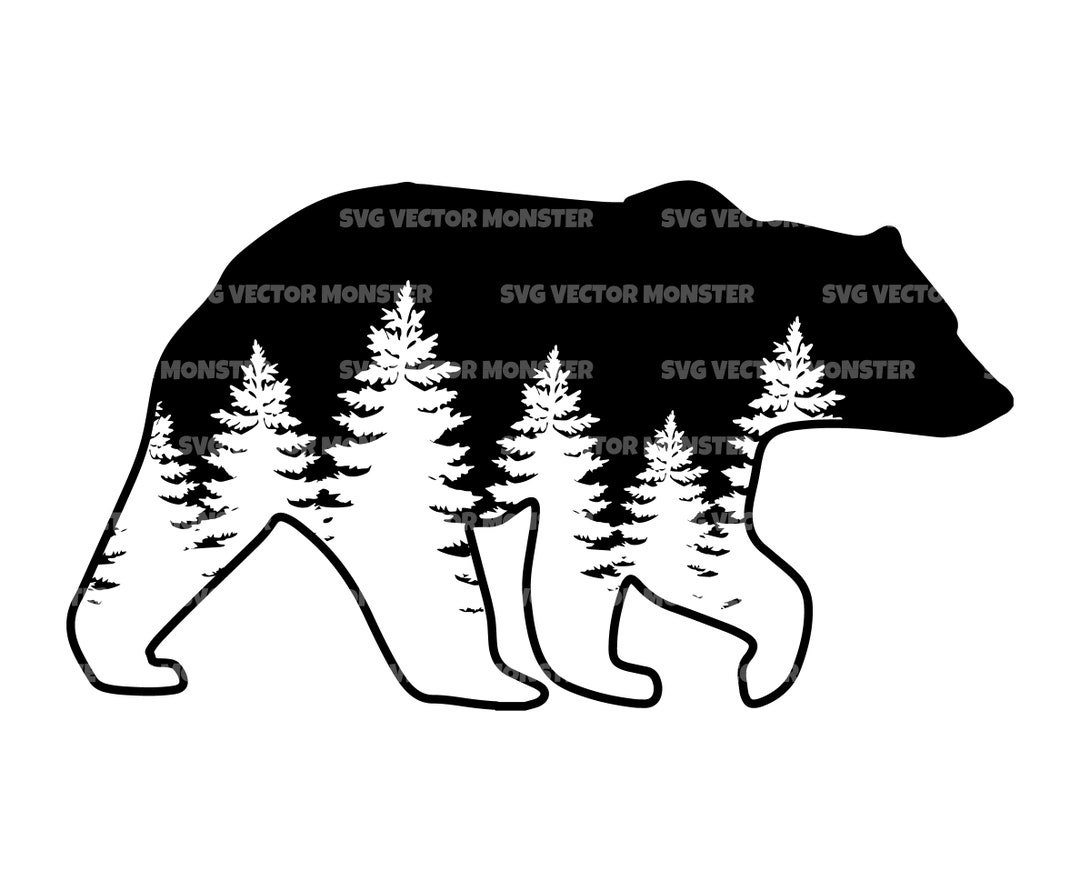 Bear Svg, Forest Svg, Bear in Woods, Bear in Trees. Vector Cut File ...