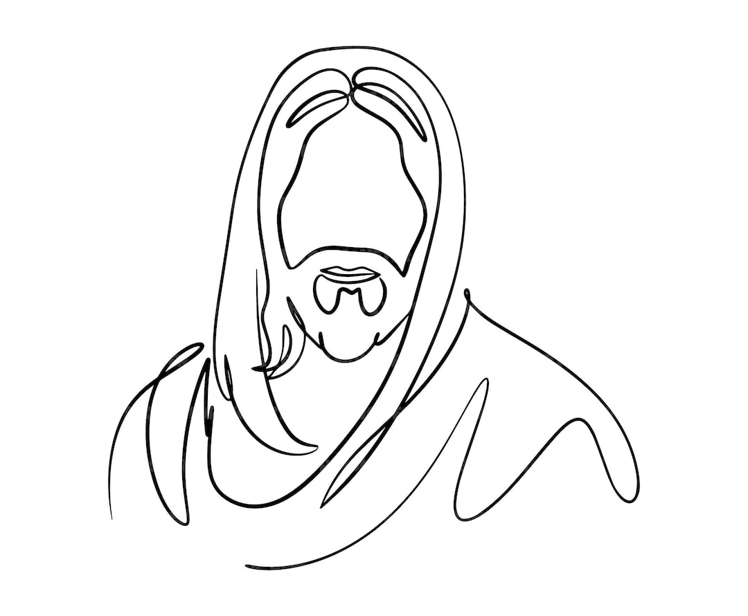 Jesus Christ One Line Drawing Svg, Jesus Minimalist Line Art, Jesus ...