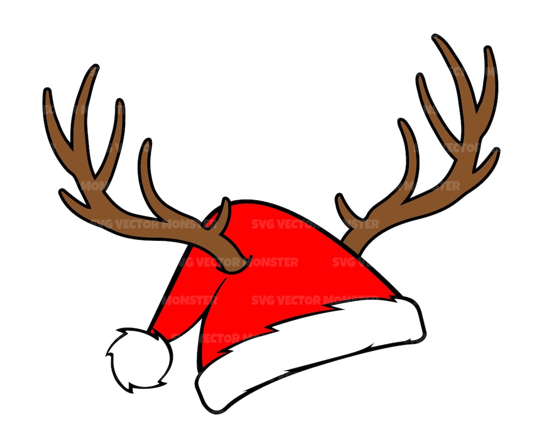 Christmas Hat With Antler Svg Santa Hat Xmas Decor. Vector Cut File Cricut Silhouette Png Dxf Png Pdf Stencil Decal Vinyl Symbol. Etsy